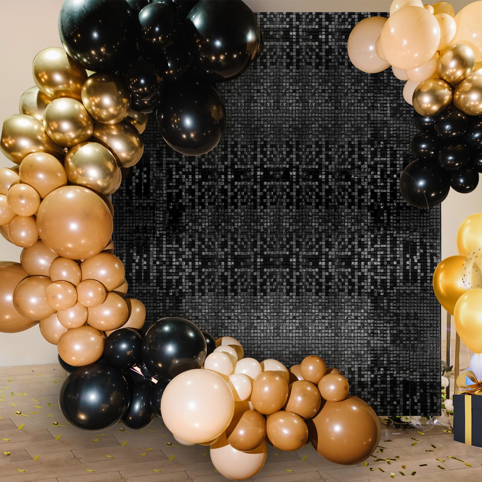 Ayfjovs 49PCS Champagne Gold Shimmer Wall Backdrop, Plastic or ...