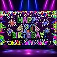 Amazon.com: Neon Birthday Party Decorations Neon Happy 21st Birthday ...