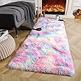 Amazon.com: Ompaa Soft Fluffy Rainbow Runner Rug for Girls Bedroom ...