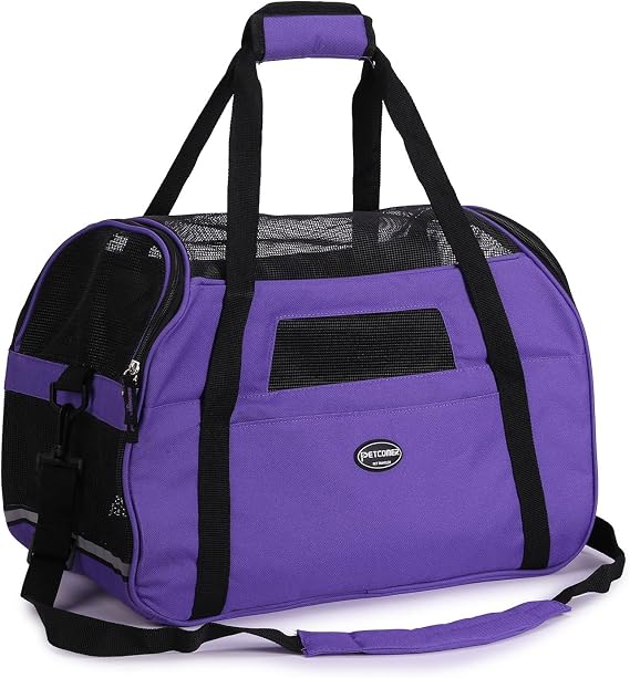 Purple Black Pet Carrier for Dogs Cats Comfort Travel Tote Soft Sided ...