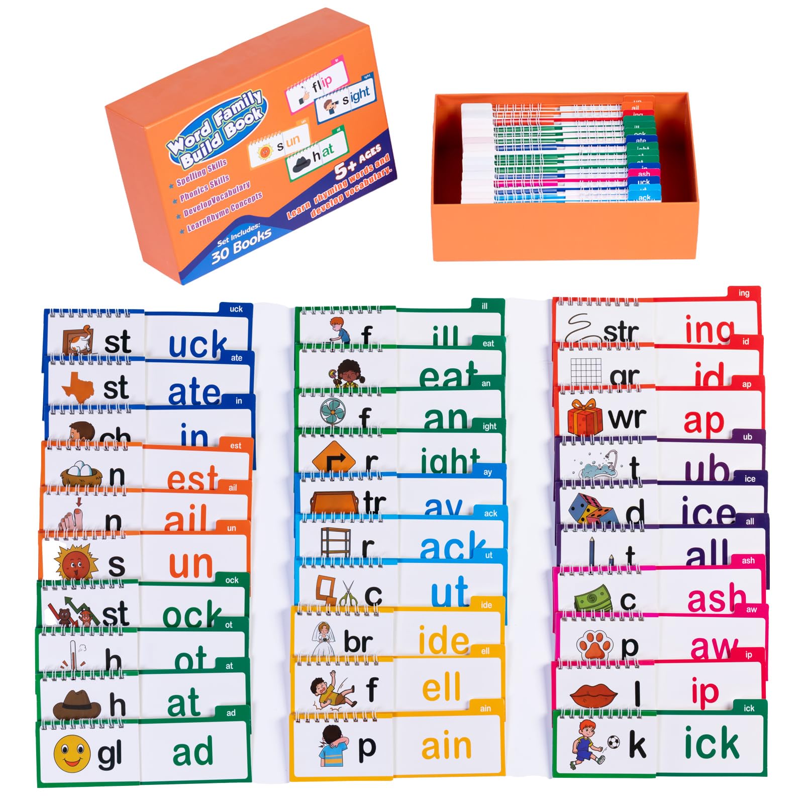 30 Word Family Build Book & Read and Rhyme Flip Book - Phonics & Sight ...