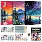 4 Pack Paint by Number for Adult Kits, DIY Landscape Oil Painting Kits for Adults Beginners for ...
