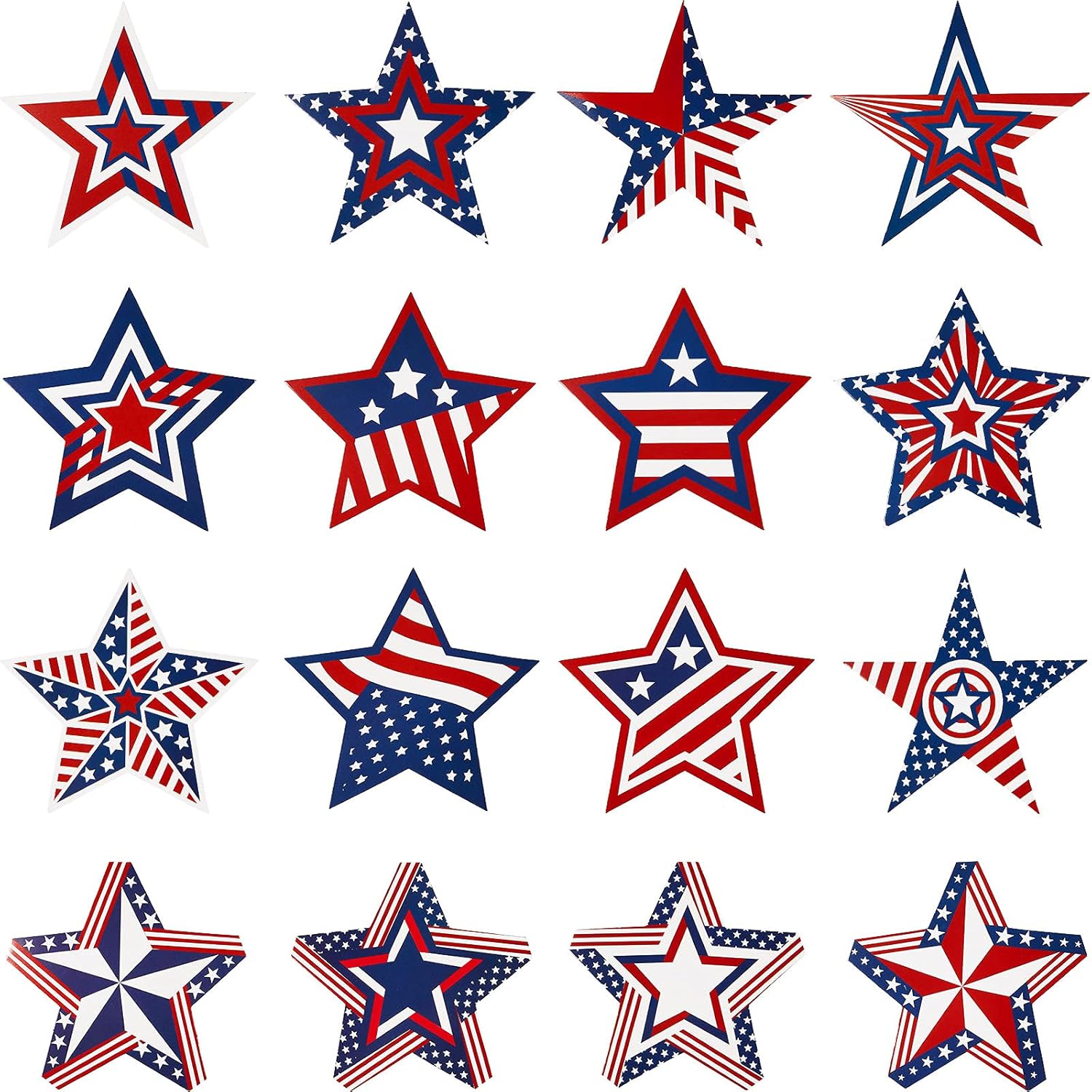 Amazon.com: 64 Pieces Patriotic Cutouts Patriotic Stars Accents ...