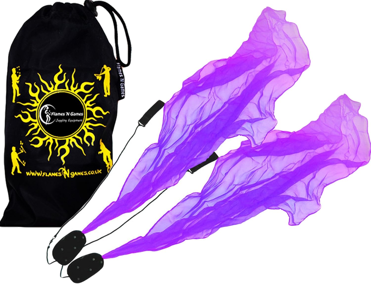 Flames N Games ANGEL POI Set (Purple) Practice Poi AKA Scarf Spiral Poi ...