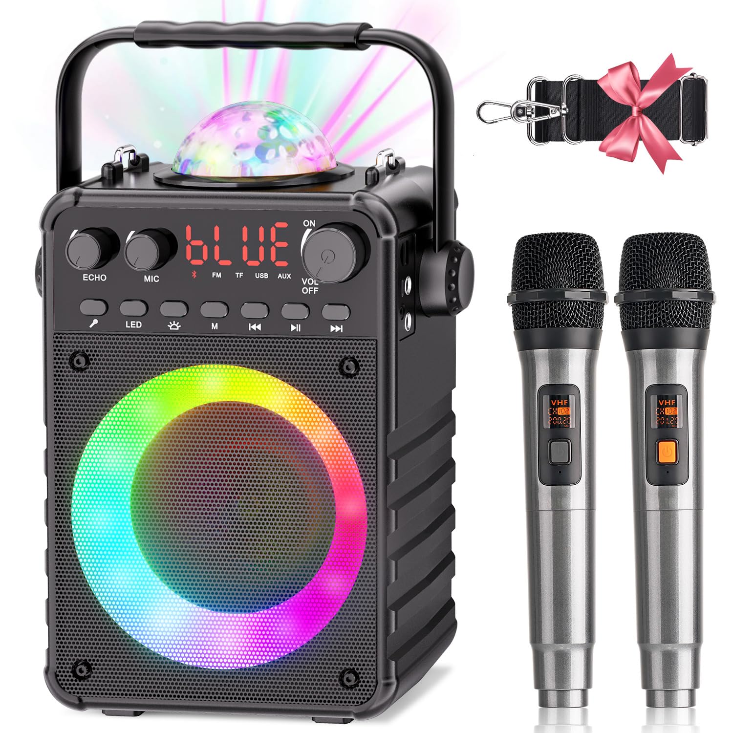 Mua [2024 Upgrade] Karaoke Machine 2 Microphones for Adults Kids ...