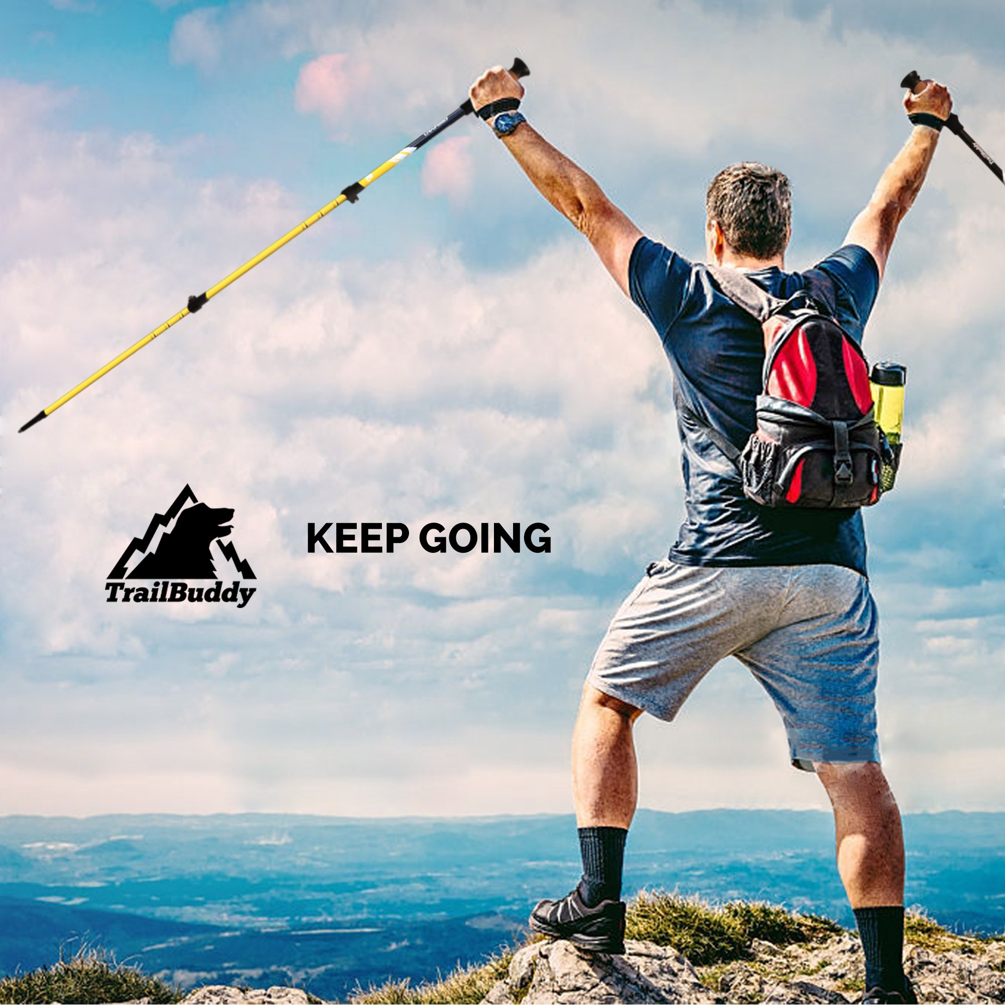 TrailBuddy Trekking Poles - 2-pc Pack Adjustable Hiking or Walking Sticks - Strong, Lightweight ...