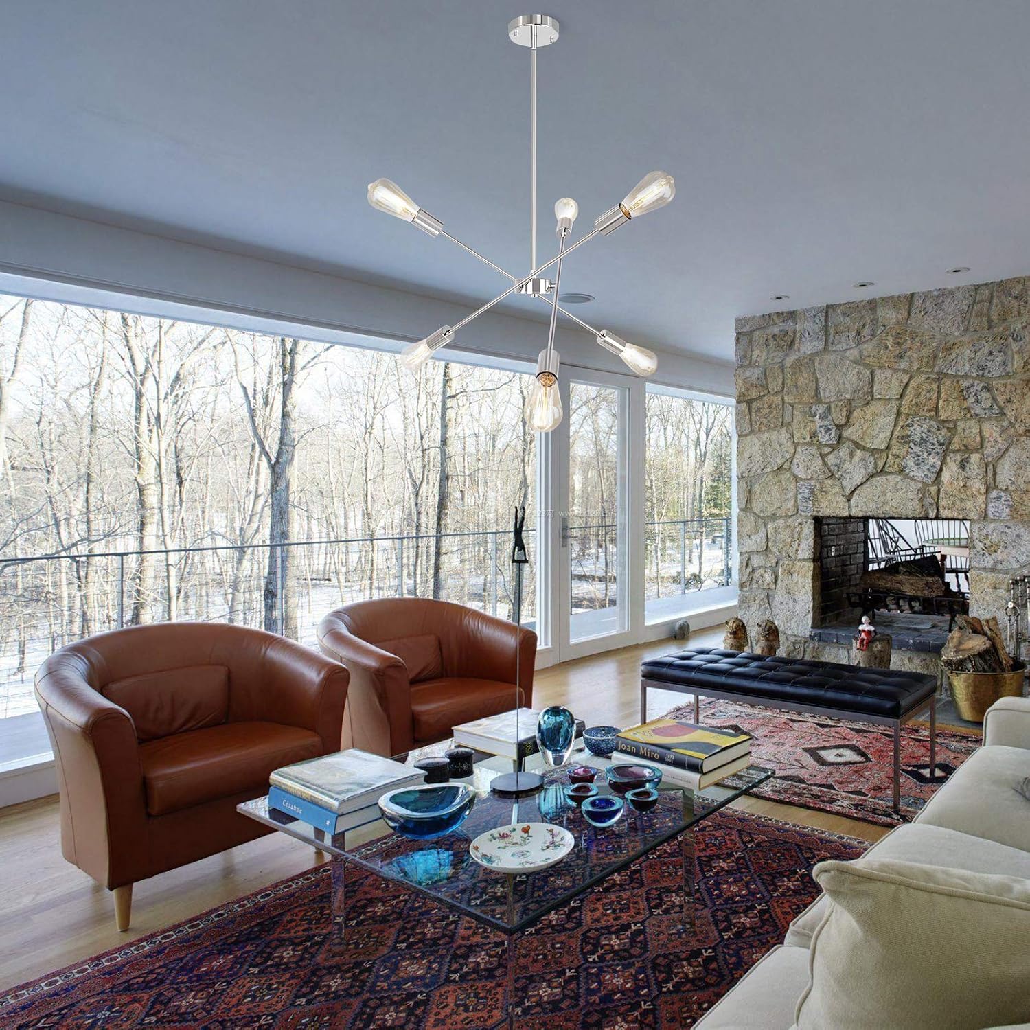 JHLBYL Modern Silver Metal Ceiling Light Vintage Chrome Sputnik ...