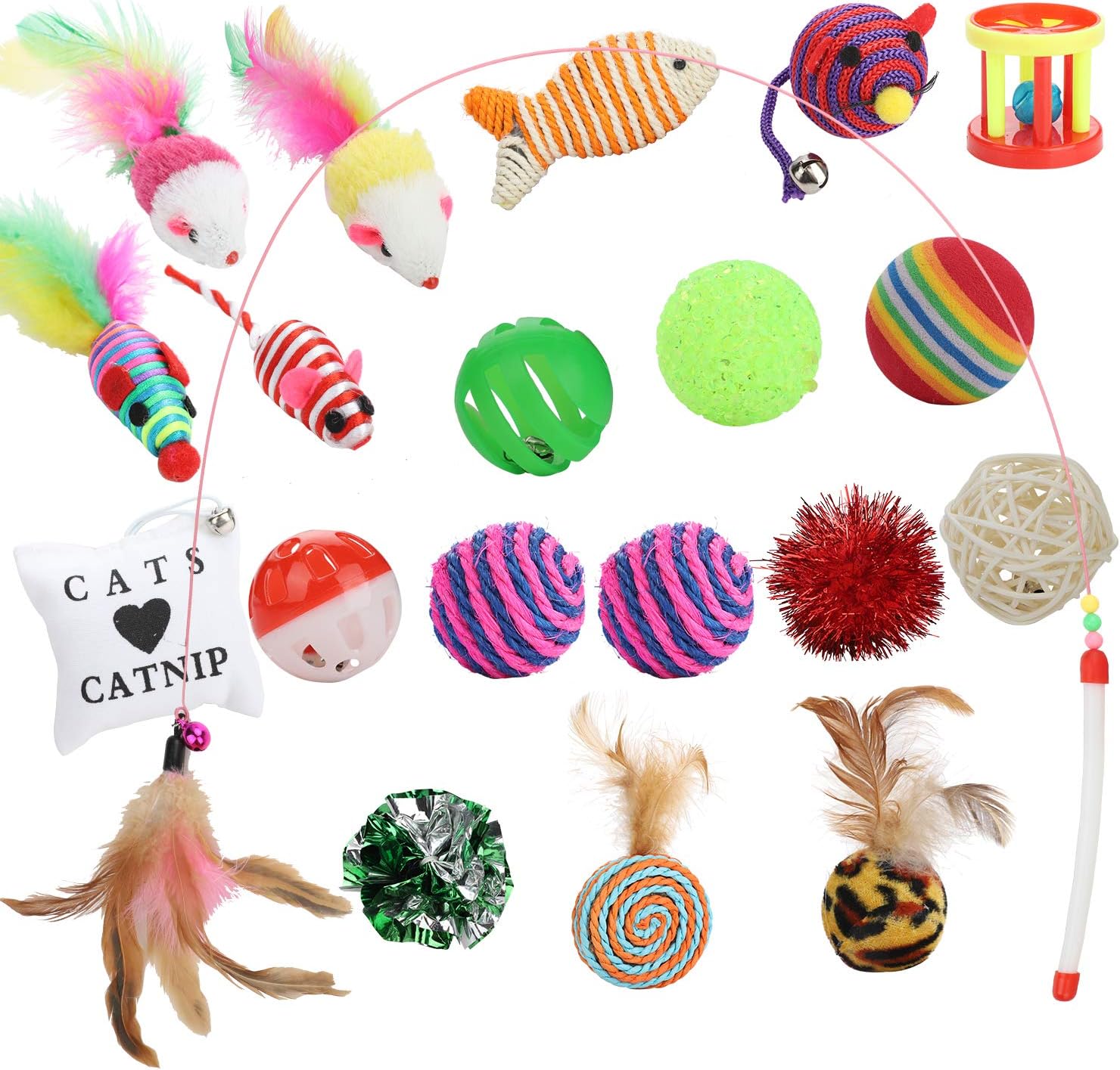 Funpet Katzenspielzeug Set 20 Stück Katzen Spielzeug Inklusive ...