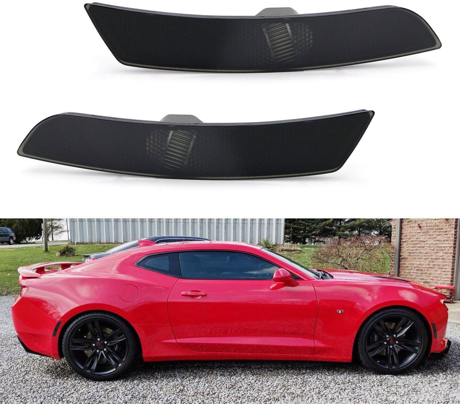 iJDMTOY Black Smoked Lens Side Marker Lamp Housings Compatible with 2016-up Chevrolet Camaro, OE ...