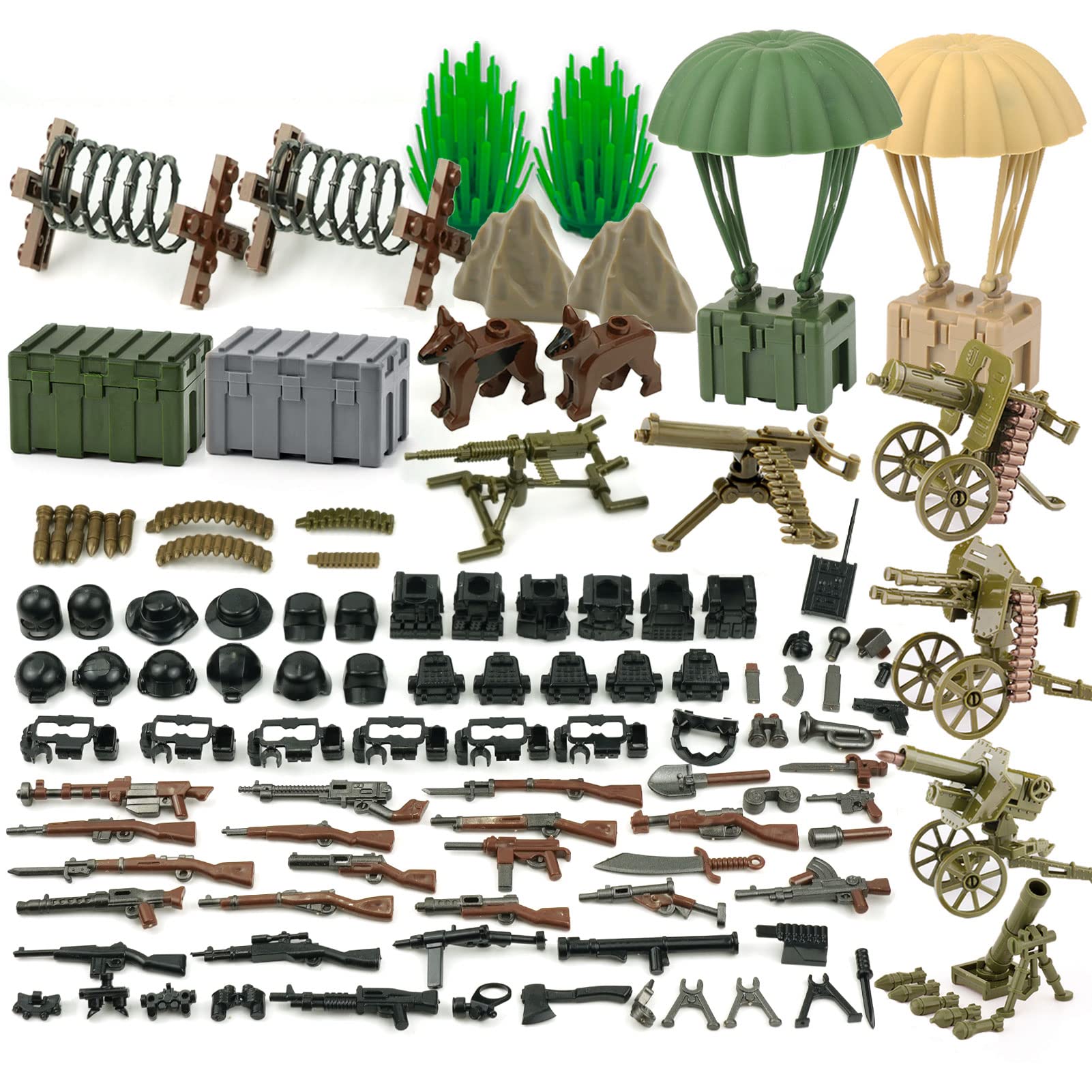 Military Weapons Pack, WW2 Army Gear Kit Bricks Accessories Set, SWAT ...