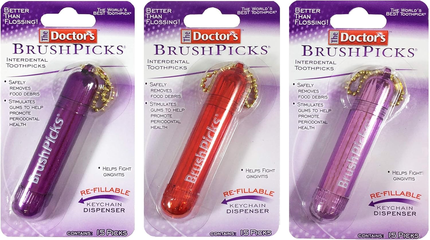 Amazon.com: The Doctor's BrushPicks Interdental Toothpicks Dispenser 15 ...