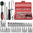 Amazon.com: YWHWLX 46 Pieces 1/4 in. Drive Ratchet Socket Wrench Set with Quick-Release Ratchet ...