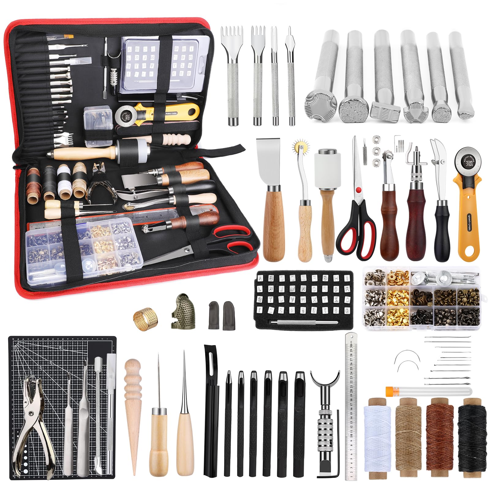 TLKKUE Leather Working Kit - Beginner's Leather Crafting Tool with ...