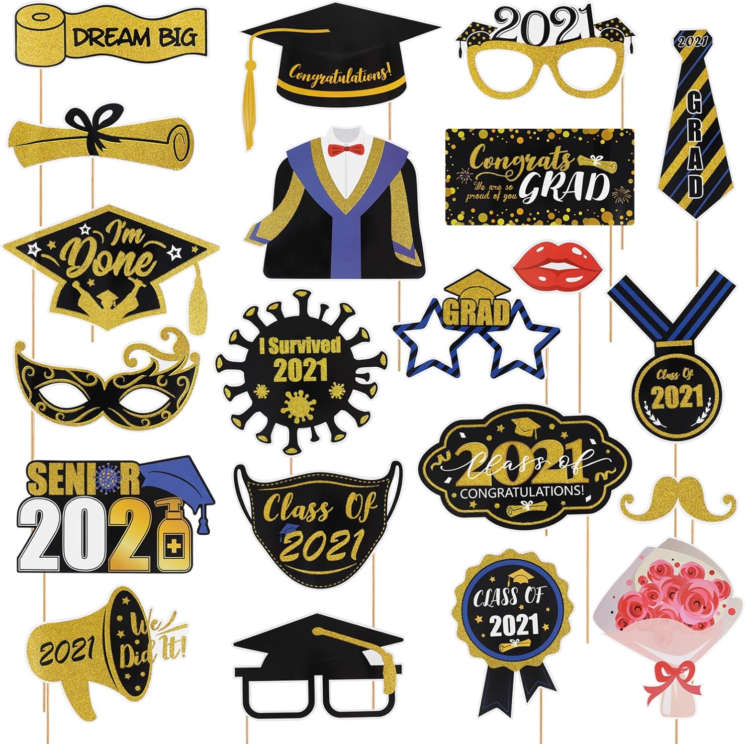 Amosfun 2021 Graduation Photo Props Handheld Portable Congratulations ...