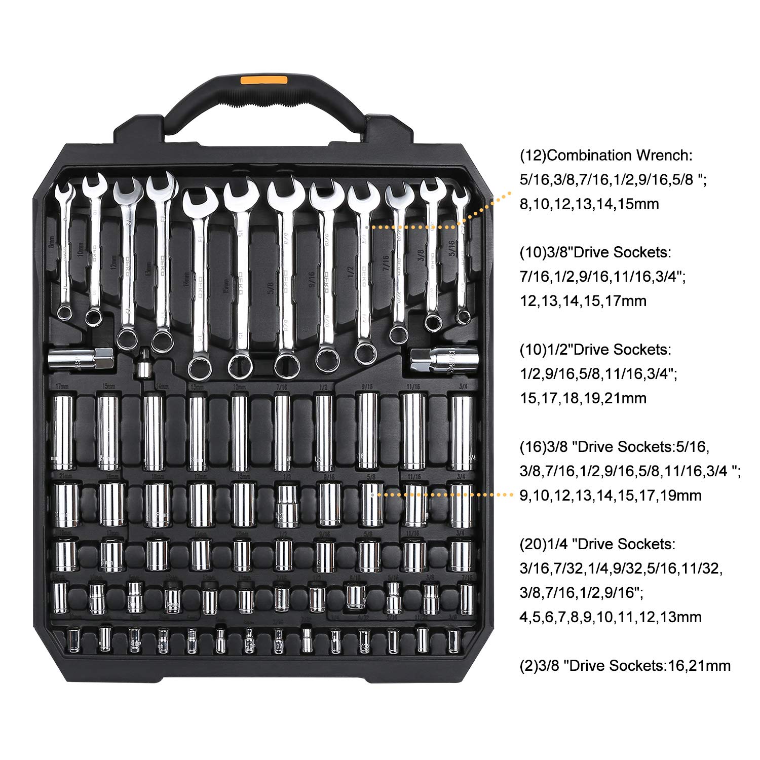 Mua DEKOPRO 192 Piece Mechanics Tool Set Socket Wrench Set, Plastic ...