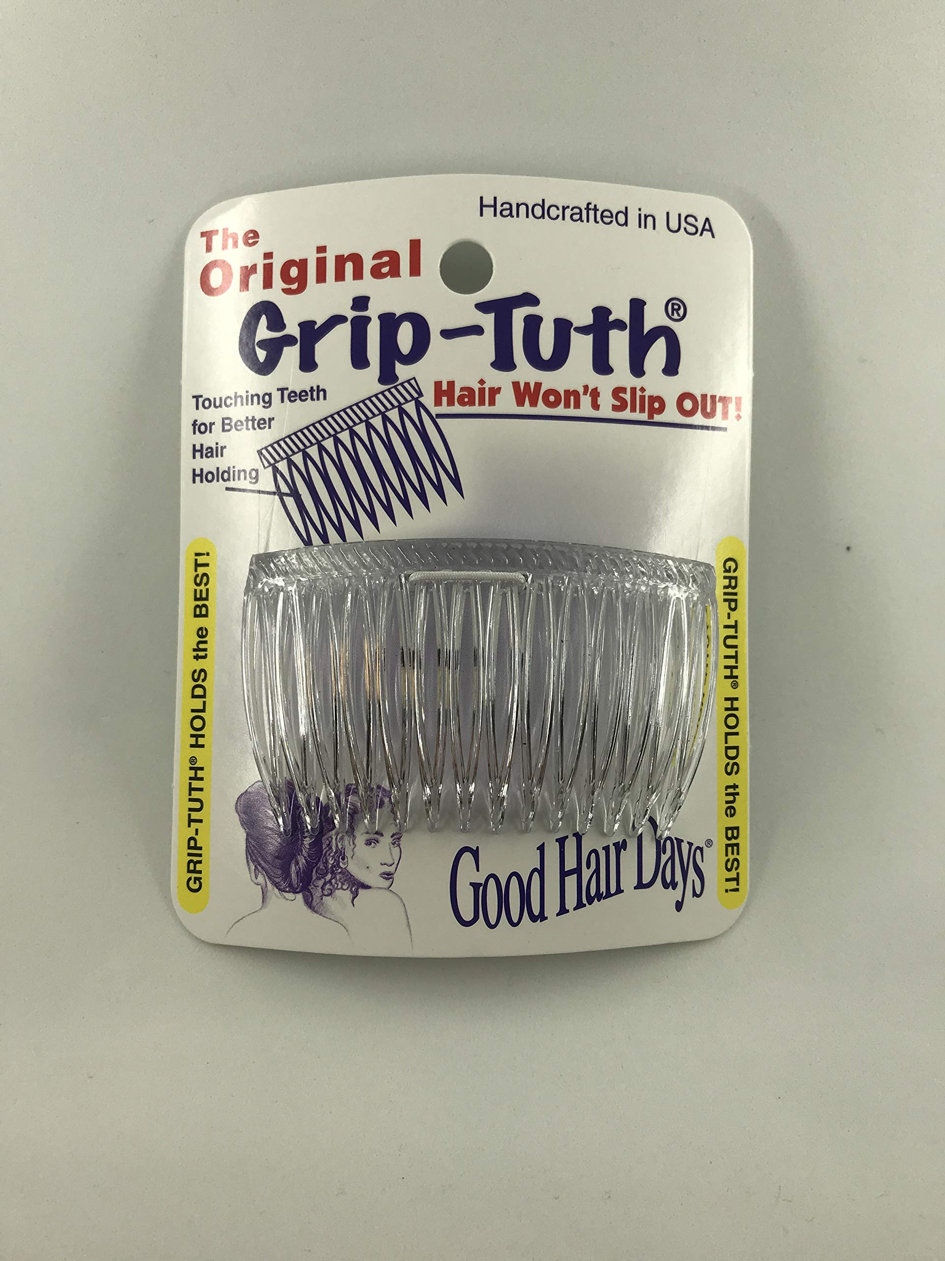 Amazon.com : Good Hair Days Grip Tuth Hair Combs 40072 Set of 2, Clear ...