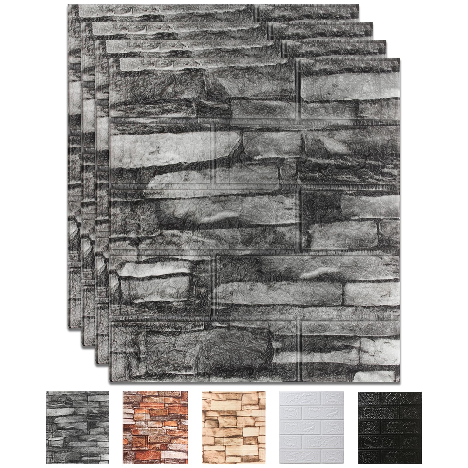 CvoMep 10 Pack 3D Wall Panels Peel and Stick, Waterproof Foam Stone 3D ...
