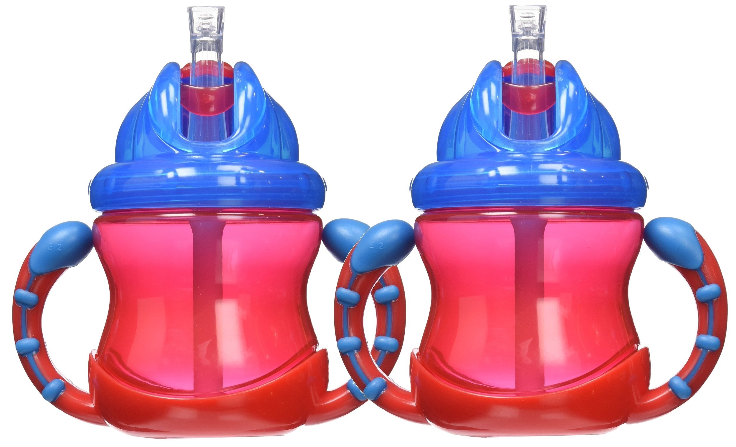 Amazon.com : Nuby Two-Handle Flip N' Sip Straw Cup, 8 Ounce, Pink with Purple : Baby