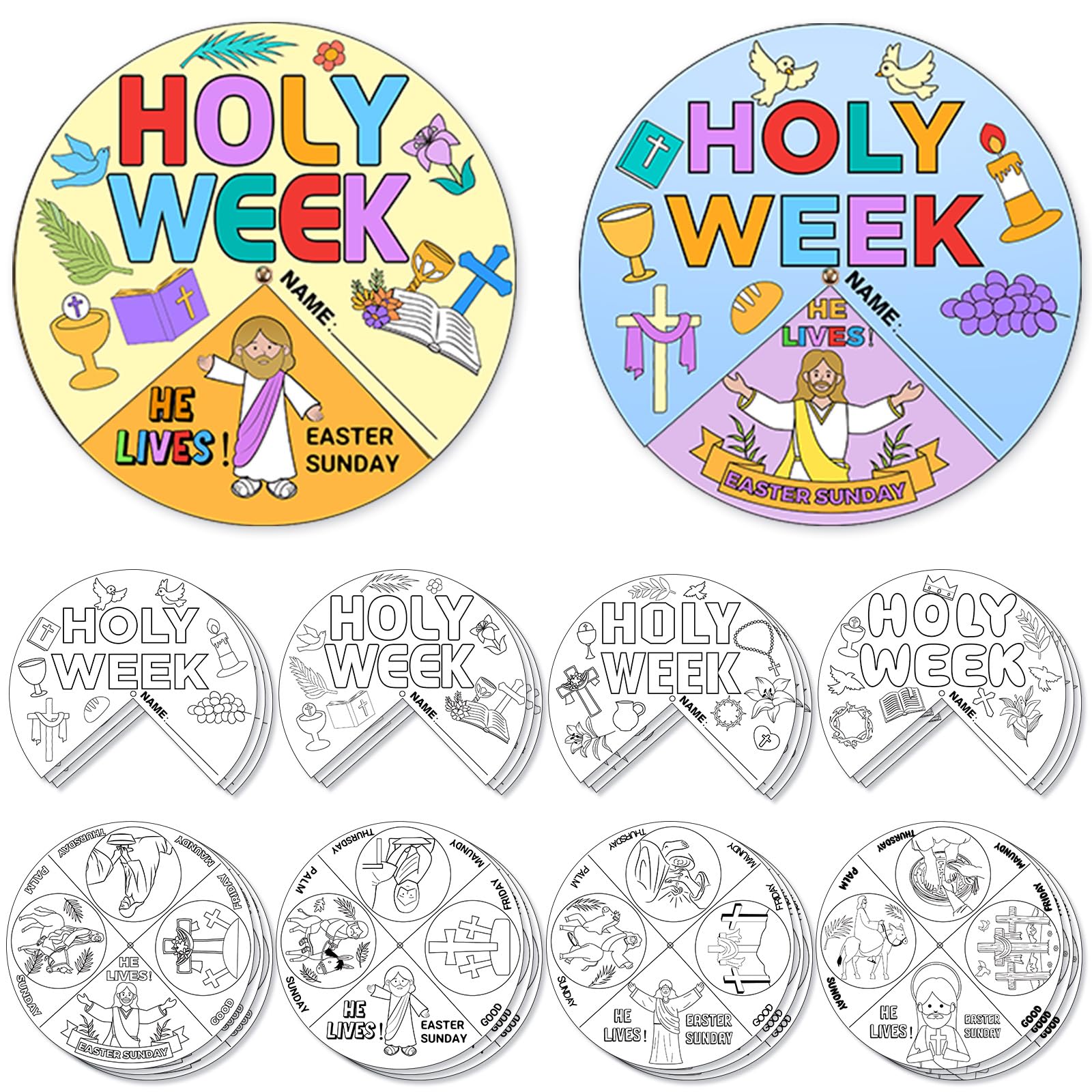 Hollowfly 12 Sets Color Your Own Holy Week Wheel Crafts For Kids DIY ...