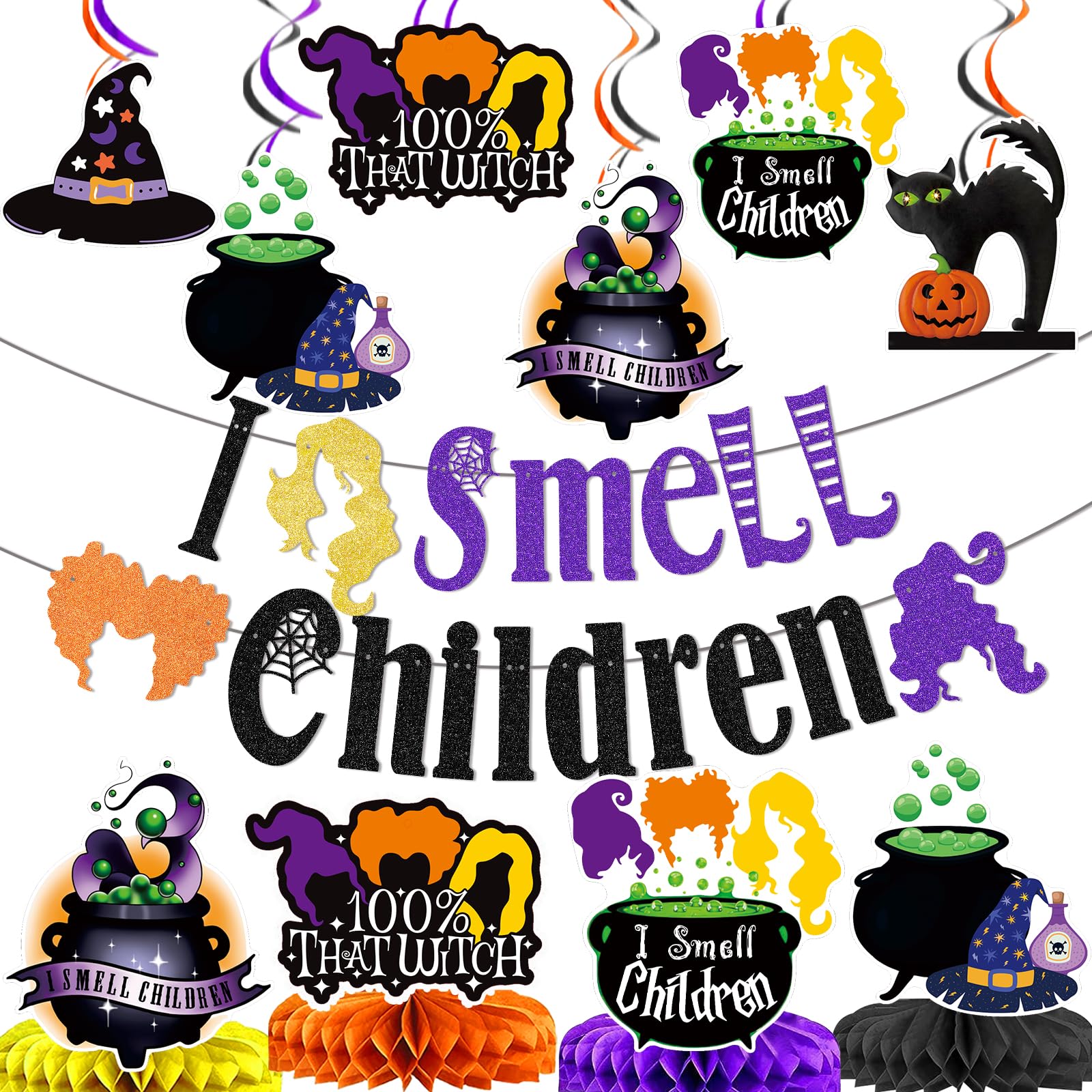 TTDQ I Smell Children Banner Hocus Pocus Halloween Decorations Hocus ...