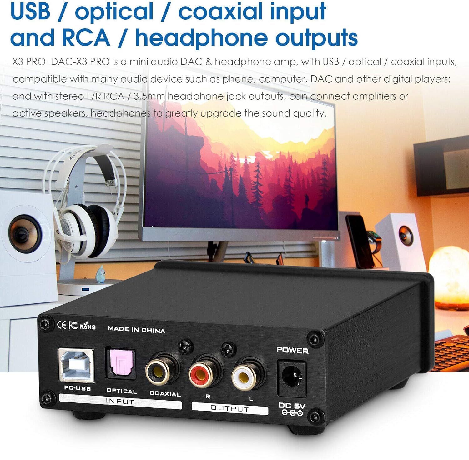 Nobsound Mini USB DAC Stereo Audio Adapter Coaxial Optical D/A ...