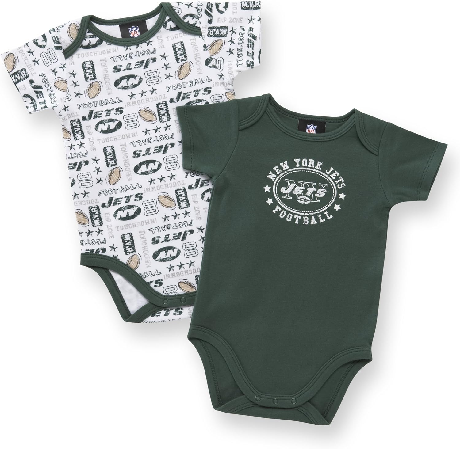 Amazon.com: Jets Infant Two Pack Short-Sleeve Solid and Print Bodysuits ...
