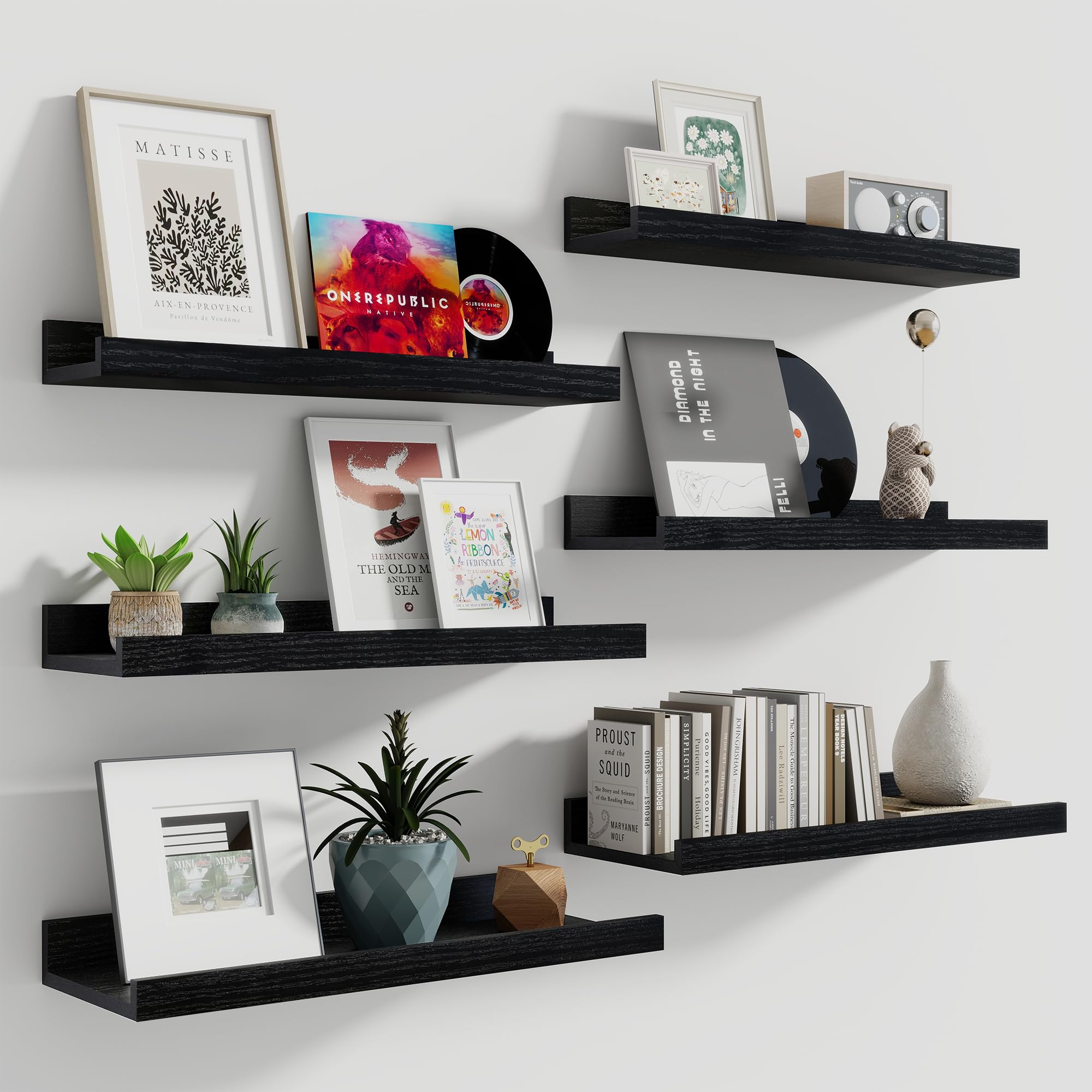 Fun Memories Picture Ledge Shelf, 16 Inch Long Floating Shelves Set of ...