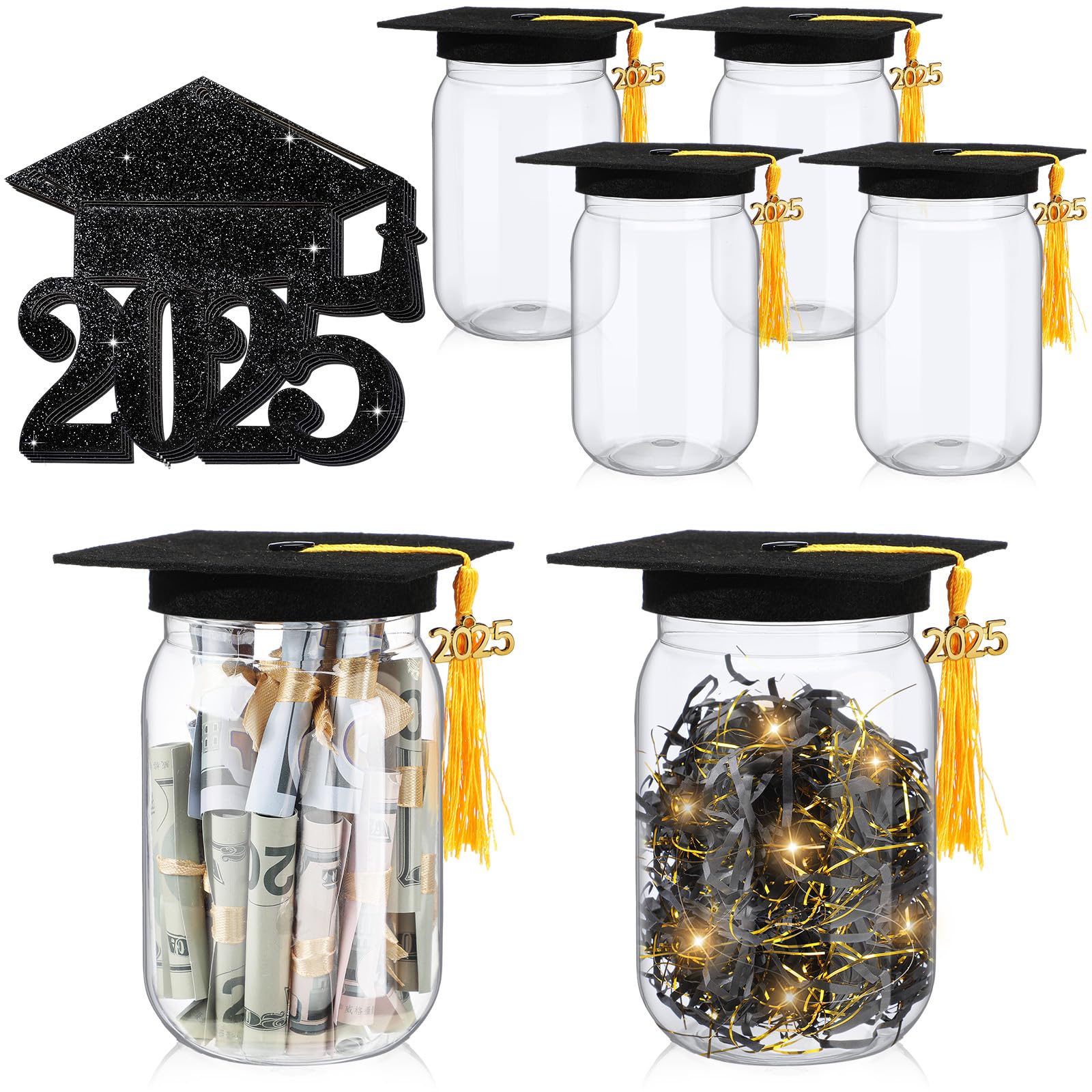 Reallnaive 4 Set 2025 Graduation Gifts Mason Jar Class of 2025 Graduate Fund Money Jars 16 oz ...