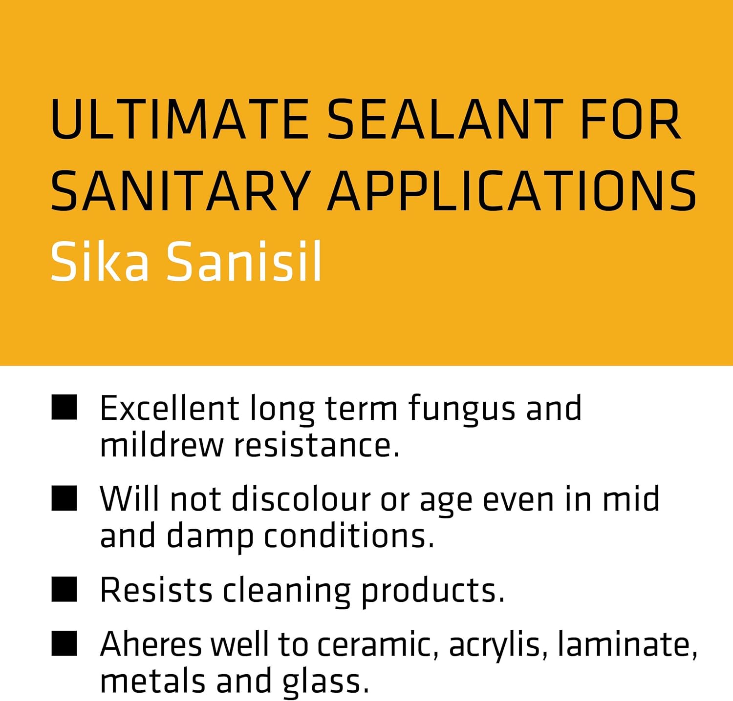 Sika Sanisil Sanitary Silicone Sealant with Anti-Mould, White, 300 ml – BigaMart