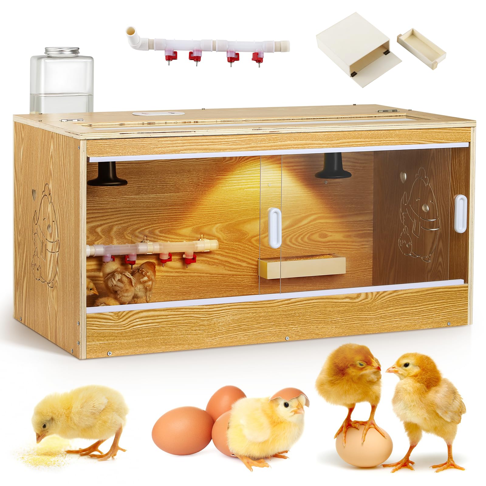 Proshine Brooder for Chicks, Chicken Brooder with Feeding & Watering ...