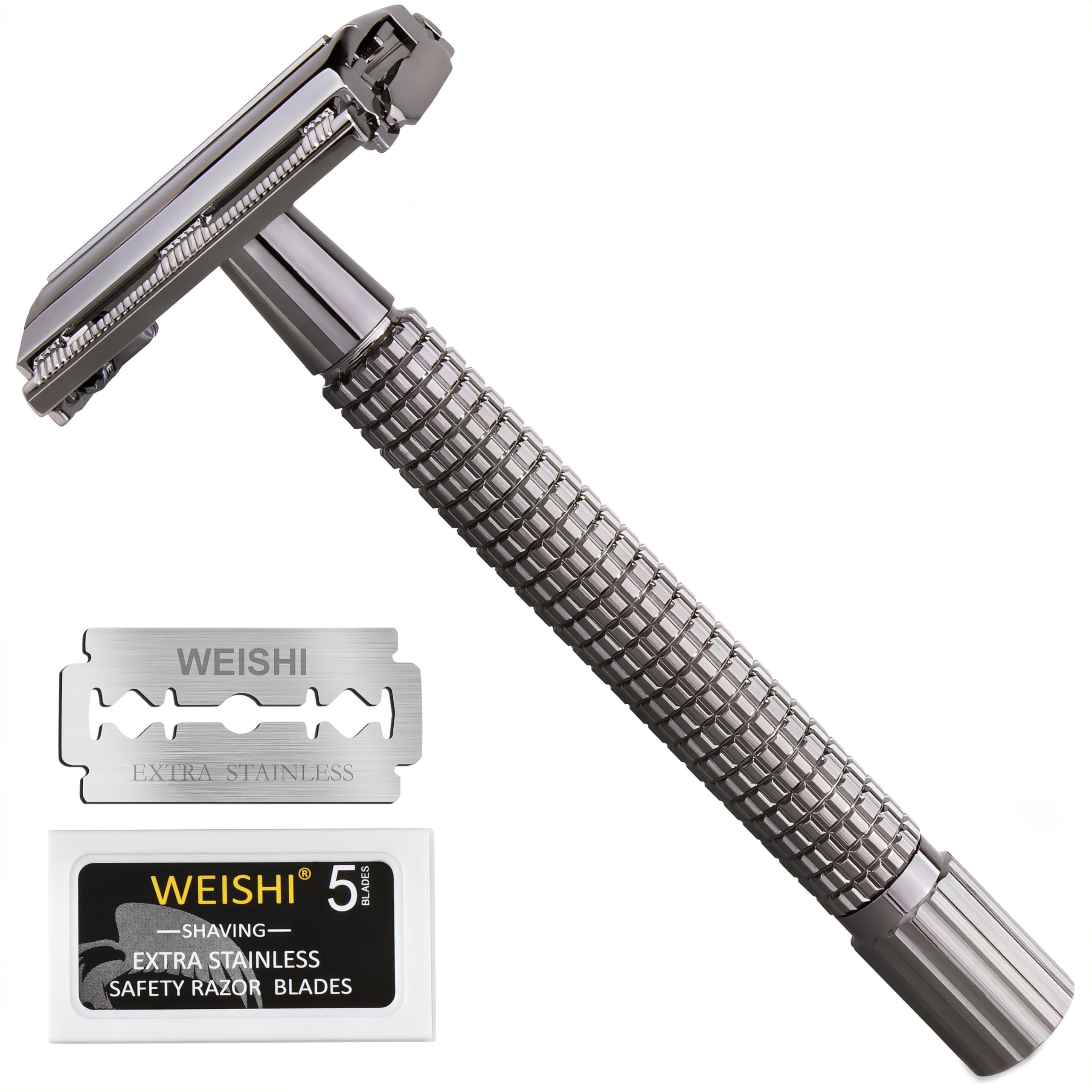 WEISHI Butterfly Open Double Edge Safety Razor for Men, Nostalgic Long ...