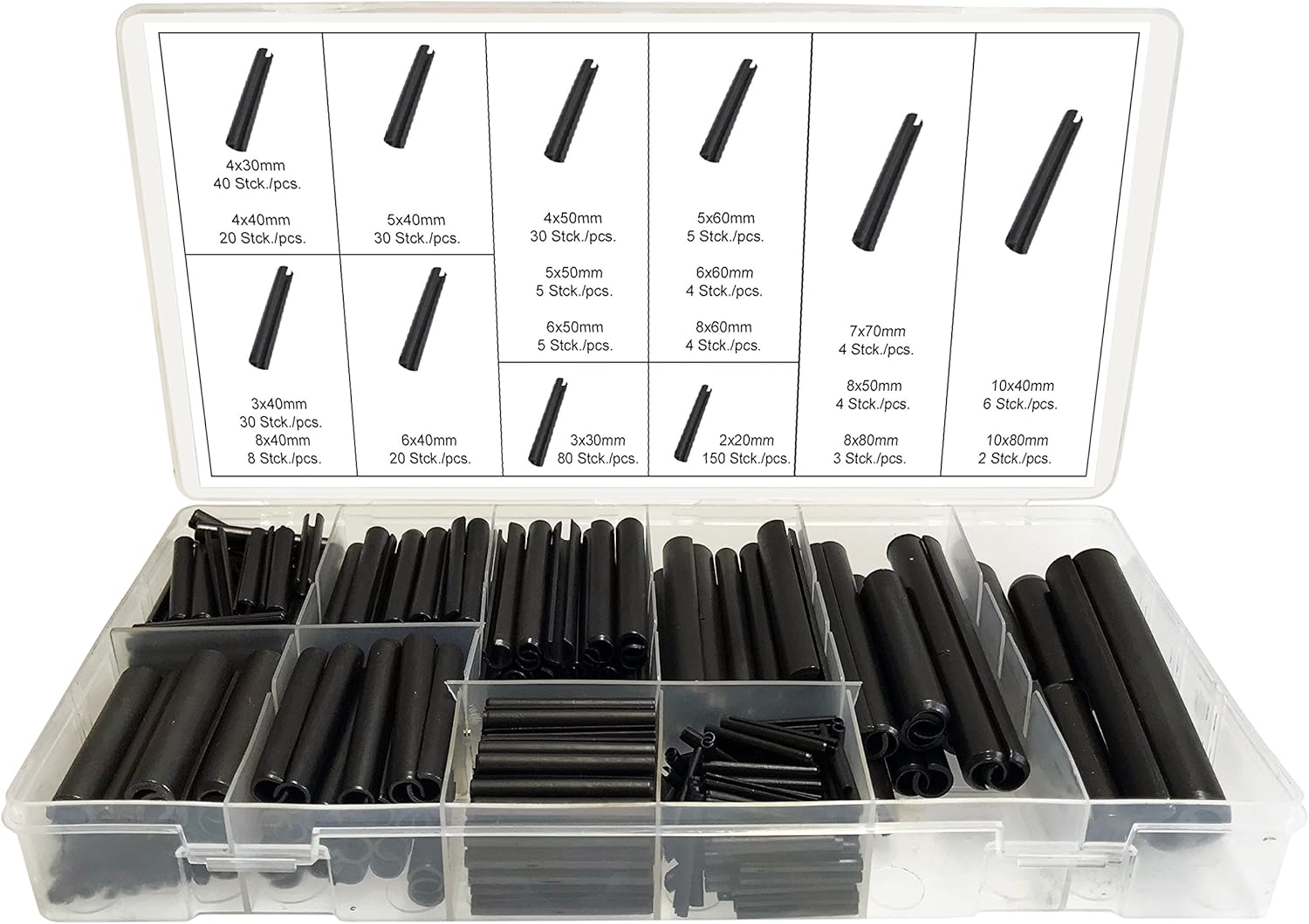 Hohl Federstifte Sicherungsring Hohlsplinte Sortimentskasten Größen ø 2 ...