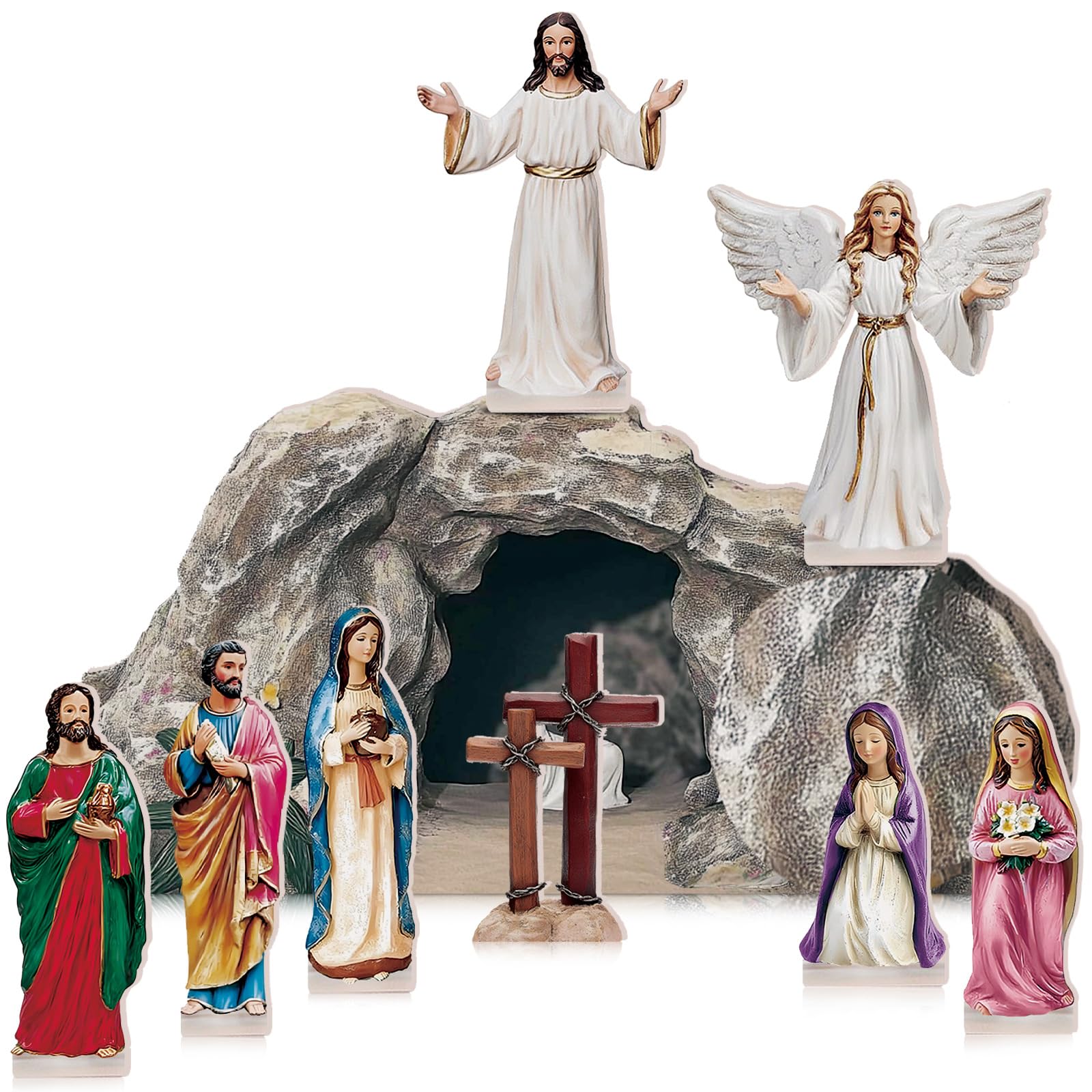 Wesiti 9 Pcs Easter Resurrection Scene Decorations Wooden Cross Empty ...