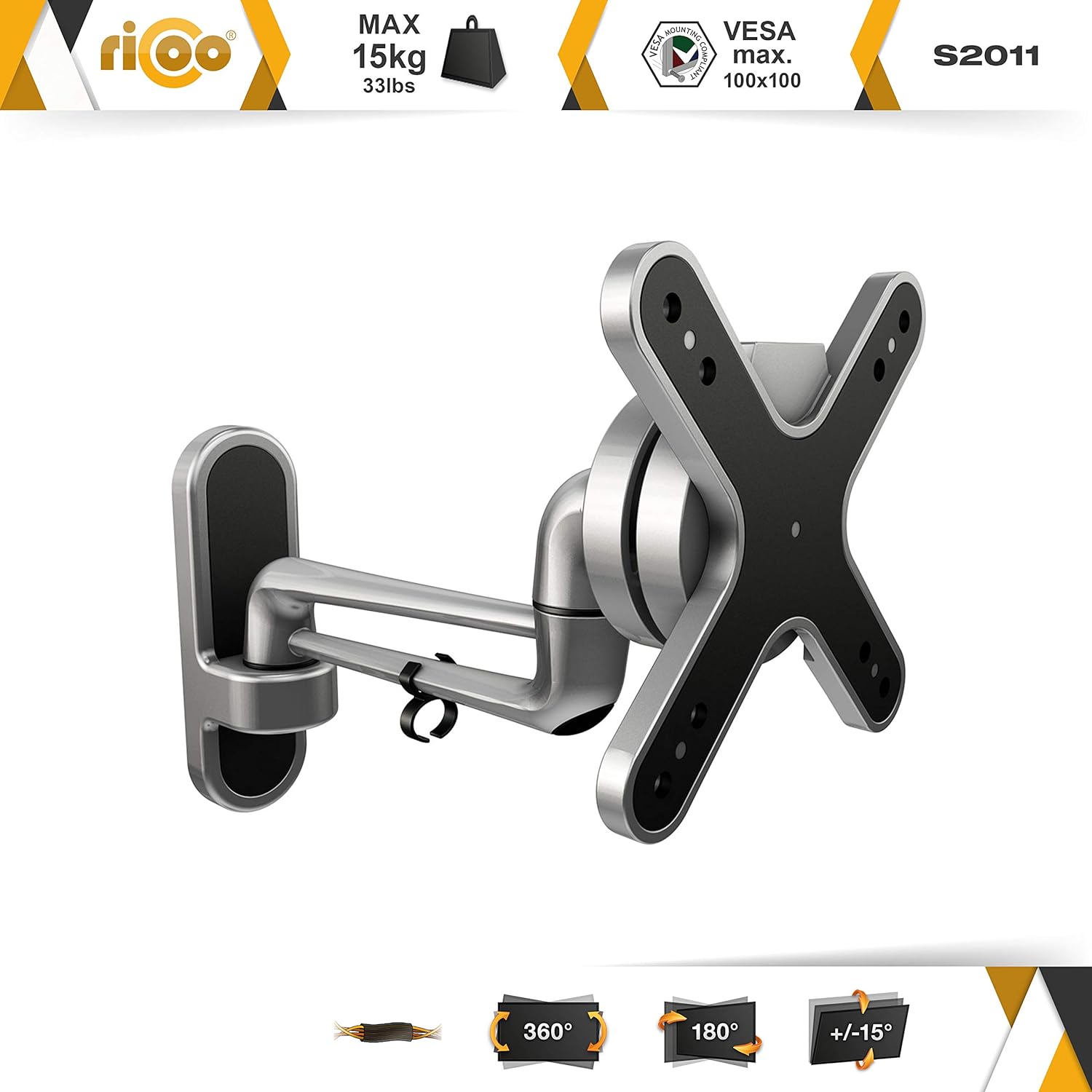 RICOO S2011 TV Wall Bracket Mount Tilt & Swivel Universal Monitor ...