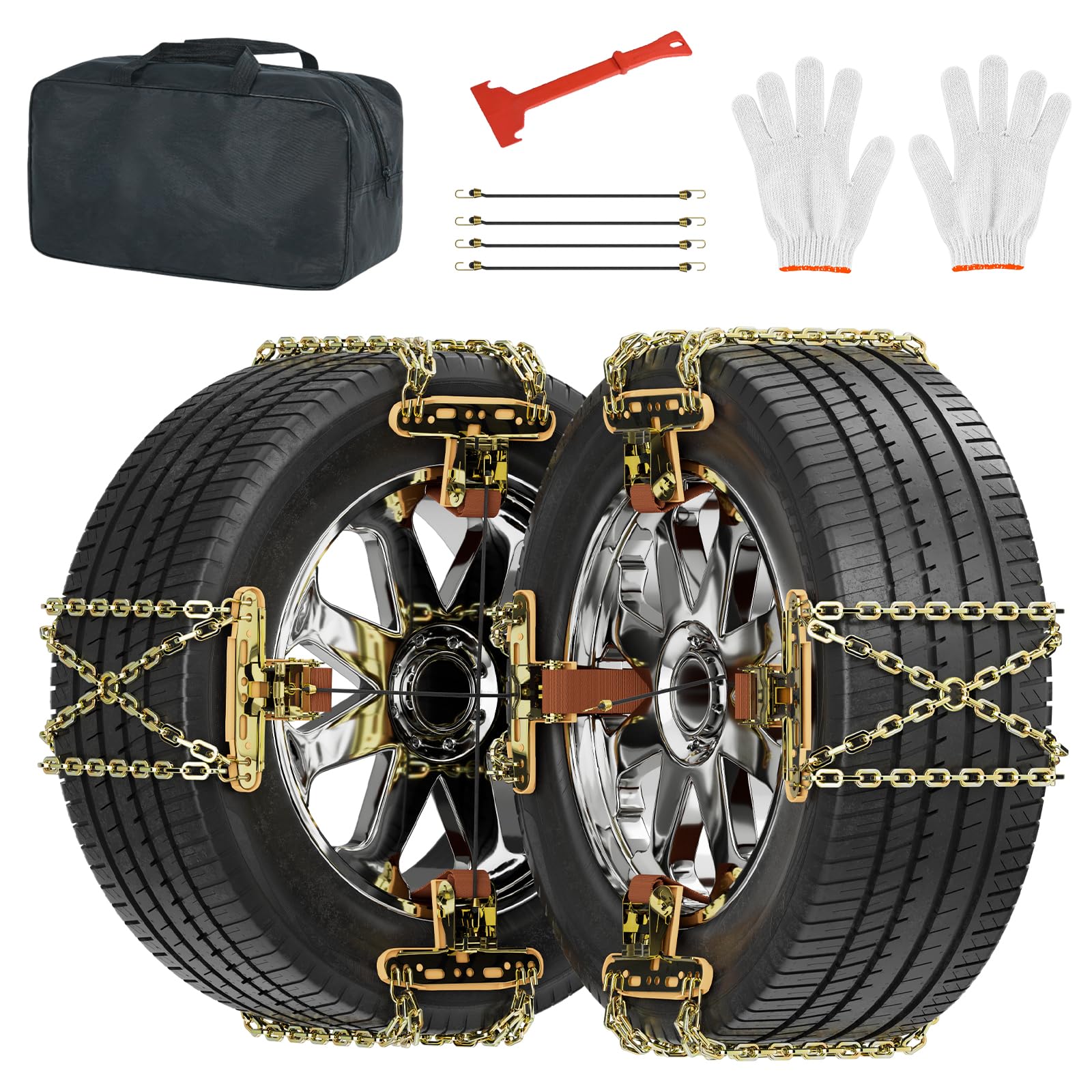 MOPHOTO Upgraded Snow Chains 8 Pack,Tire Chains for Cars/SUVs/Pickup ...