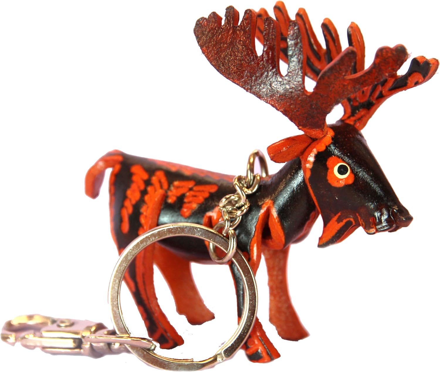 Amazon.com: Leather Keyring Fob Moose Charm - Keychain Animal Gifts for ...