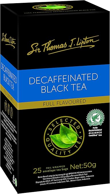 Sir Thomas Lipton Decaffeinated Black Tea, Foil Envelope Tea Bags, 25 ...