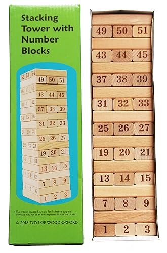 TOWO Wooden Stacking Tower with Wooden Number Blocks - Wooden Stacking ...