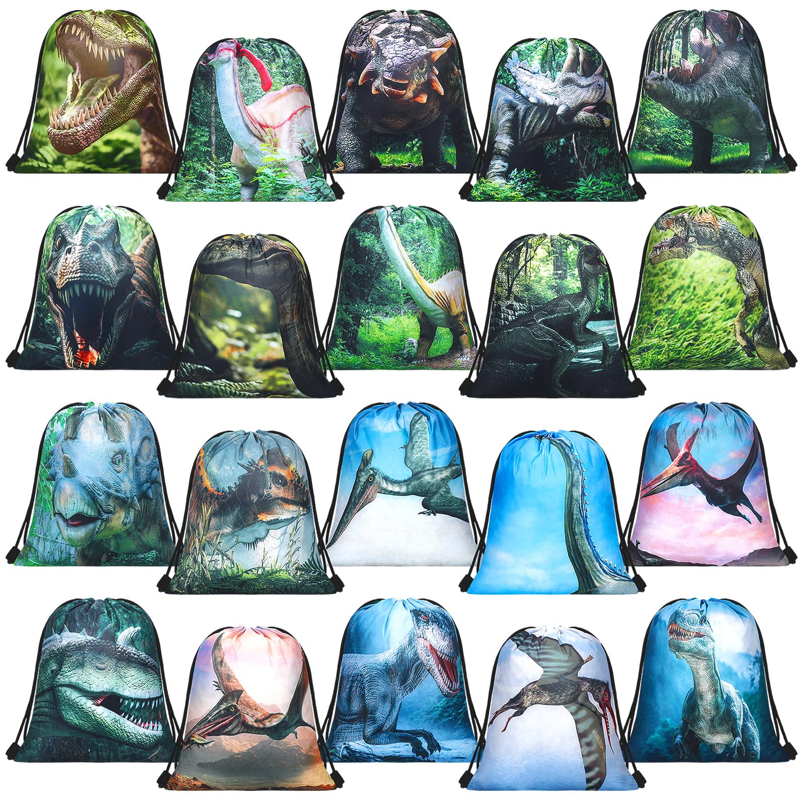 Weewooday 20 Pcs Dinosaur Party Favor Bags Drawstring Gift Goodie Treat ...