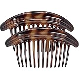 Camila Paris AD66/2 French Side Combs Large 2 Pack Curved Tortoise Shell Flexible Durable ...