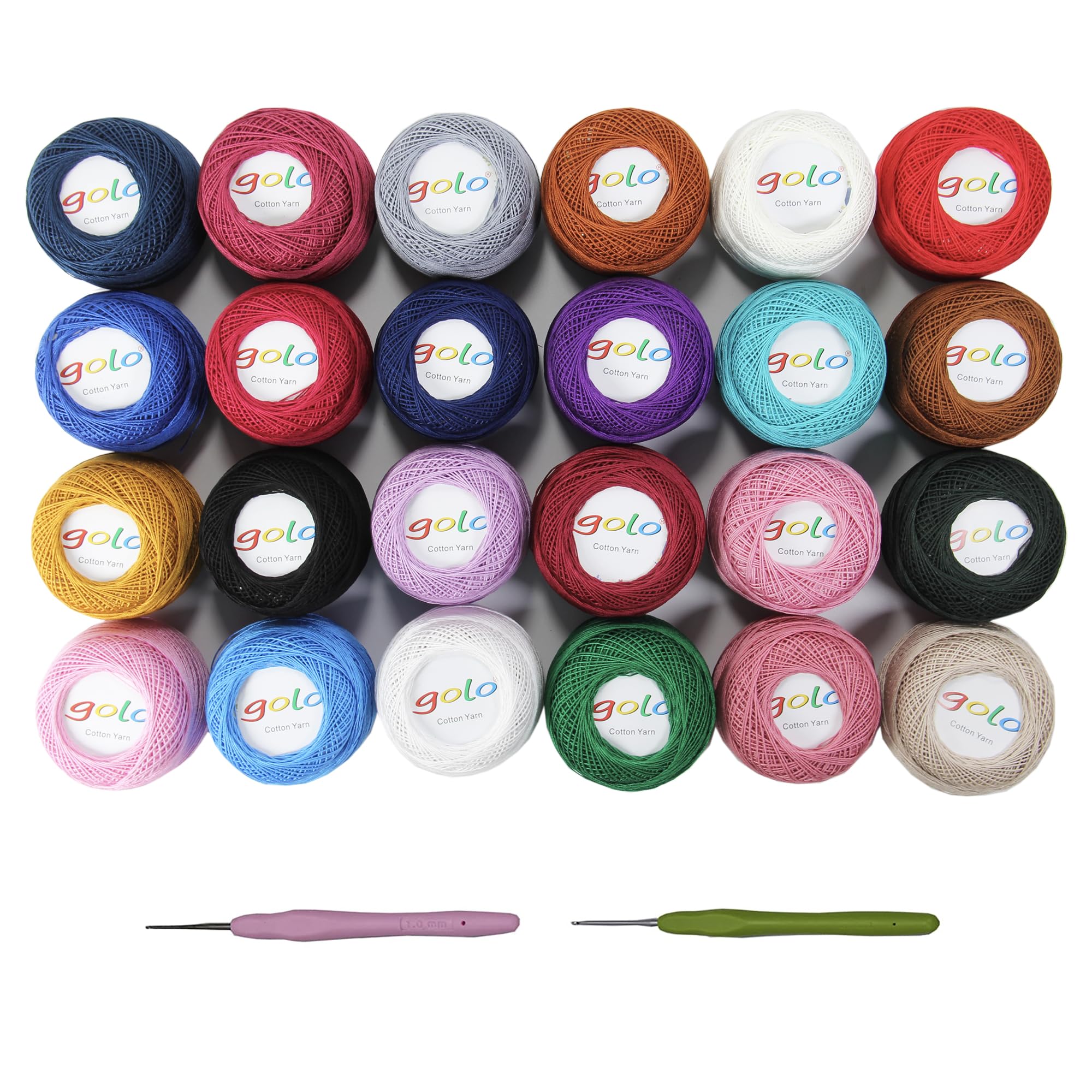 Crochet Thread Ball 24 Skeins - 240 Gram Crochet Cotton Yarn Set for ...