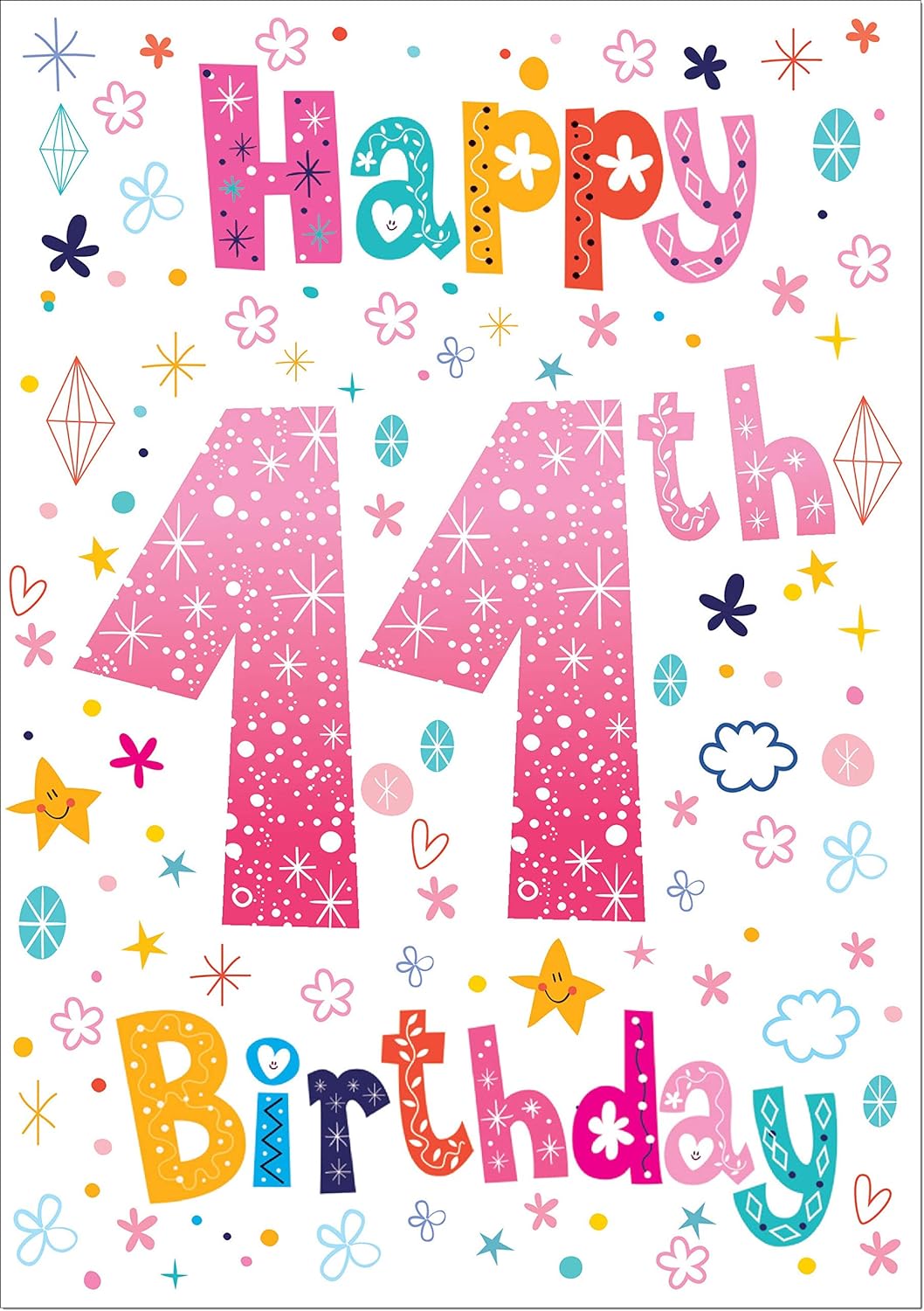 Doodlecards 11th Birthday Card Age 11 Medium Amazon co uk Office