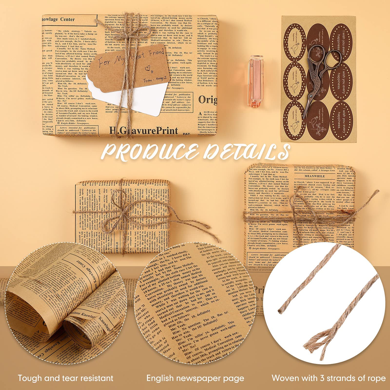 Mua Tenare 18 Pack Newspaper Wrapping Paper Set Valentines Gift ...