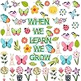 Amazon.com: 101Pcs Spring Bulletin Board Decorations Set Plants Floral ...