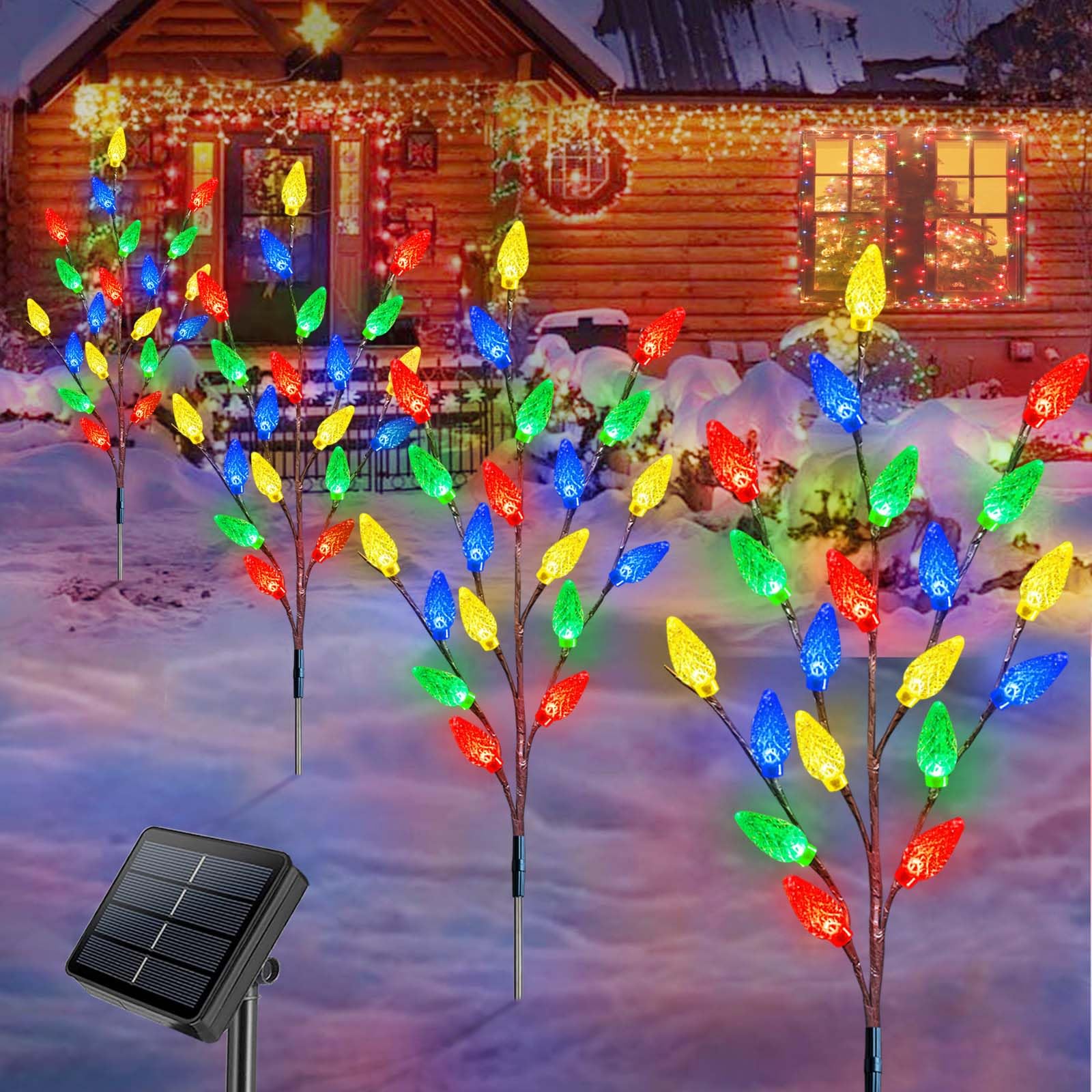 Homeleo Set of 4 Upgraded Solar Christmas Pathway Lights Outdoor ...