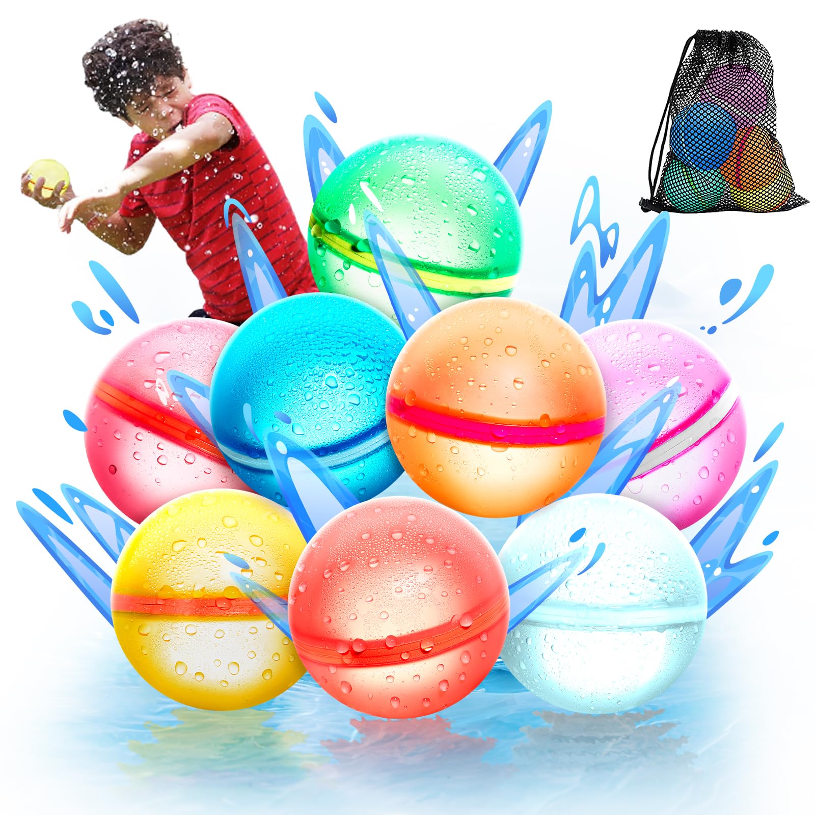 Mua 【8 Pack】Magnetic Reusable Water Balloons Fast Refillable for Kids ...