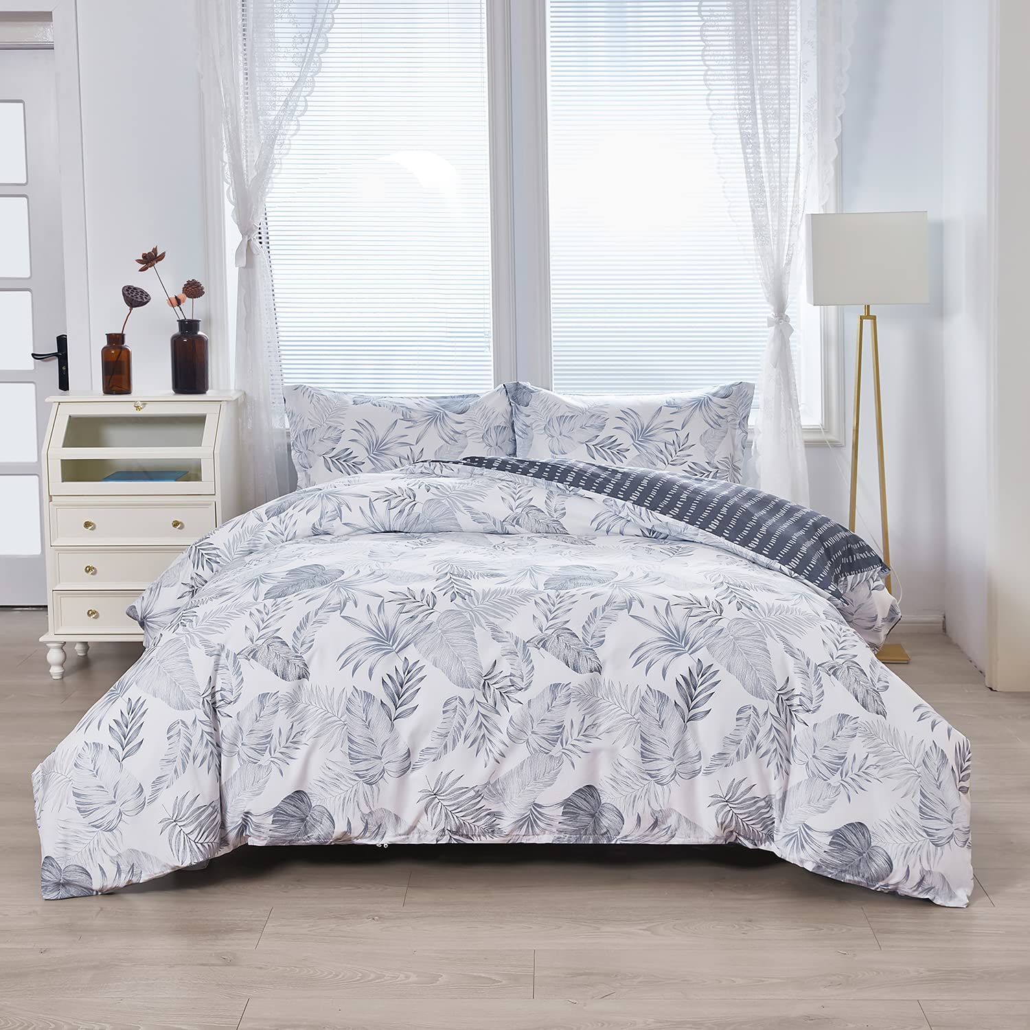 OAITE Duvet Cover Set,100% Cotton Comforter Cover with Floral Pattern ...