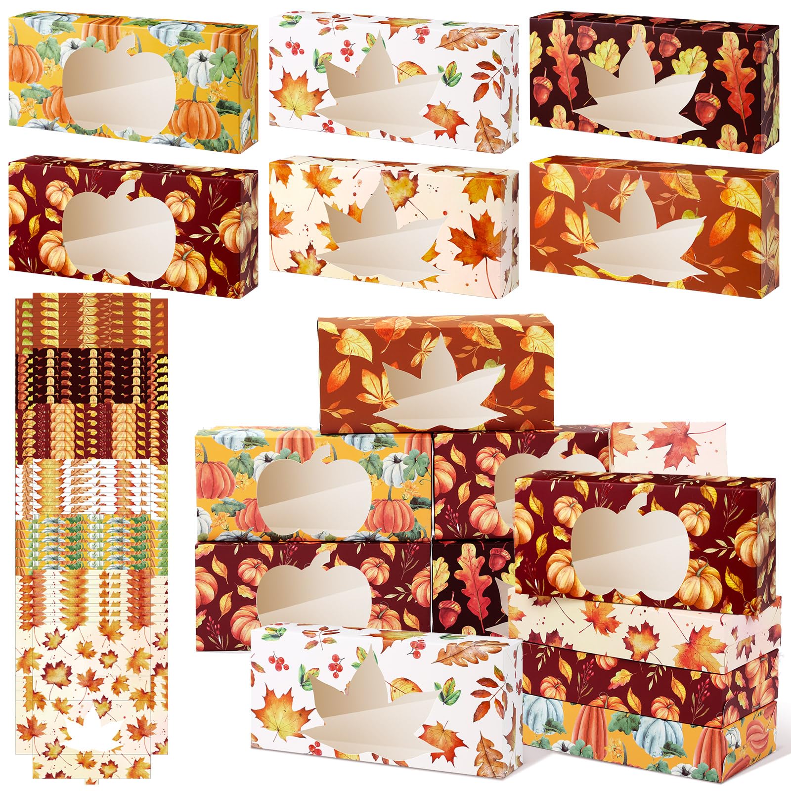 36 Pcs Thanksgiving Cookie Boxes with Window 12x5.5x2.5 Inch Bakery ...