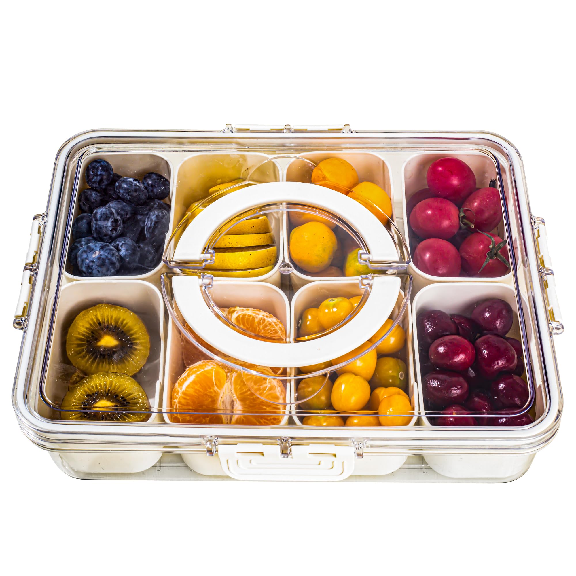 Cosnou Divided Serving Tray with Handle, 8 Compartments Snack Box for ...