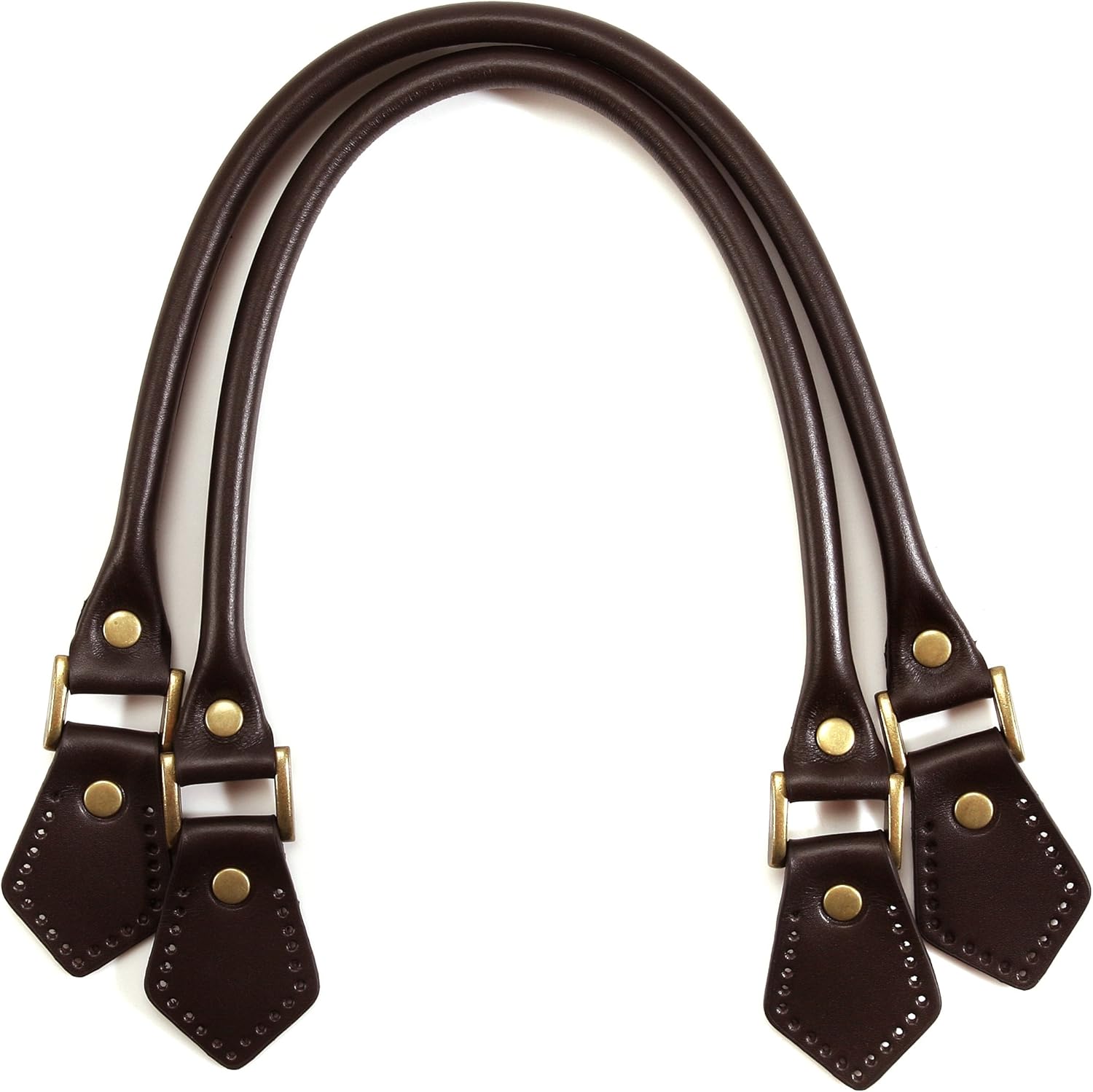 Amazon.com: byhands Leather Brown Purse Handles with Bronze Style Ring ...